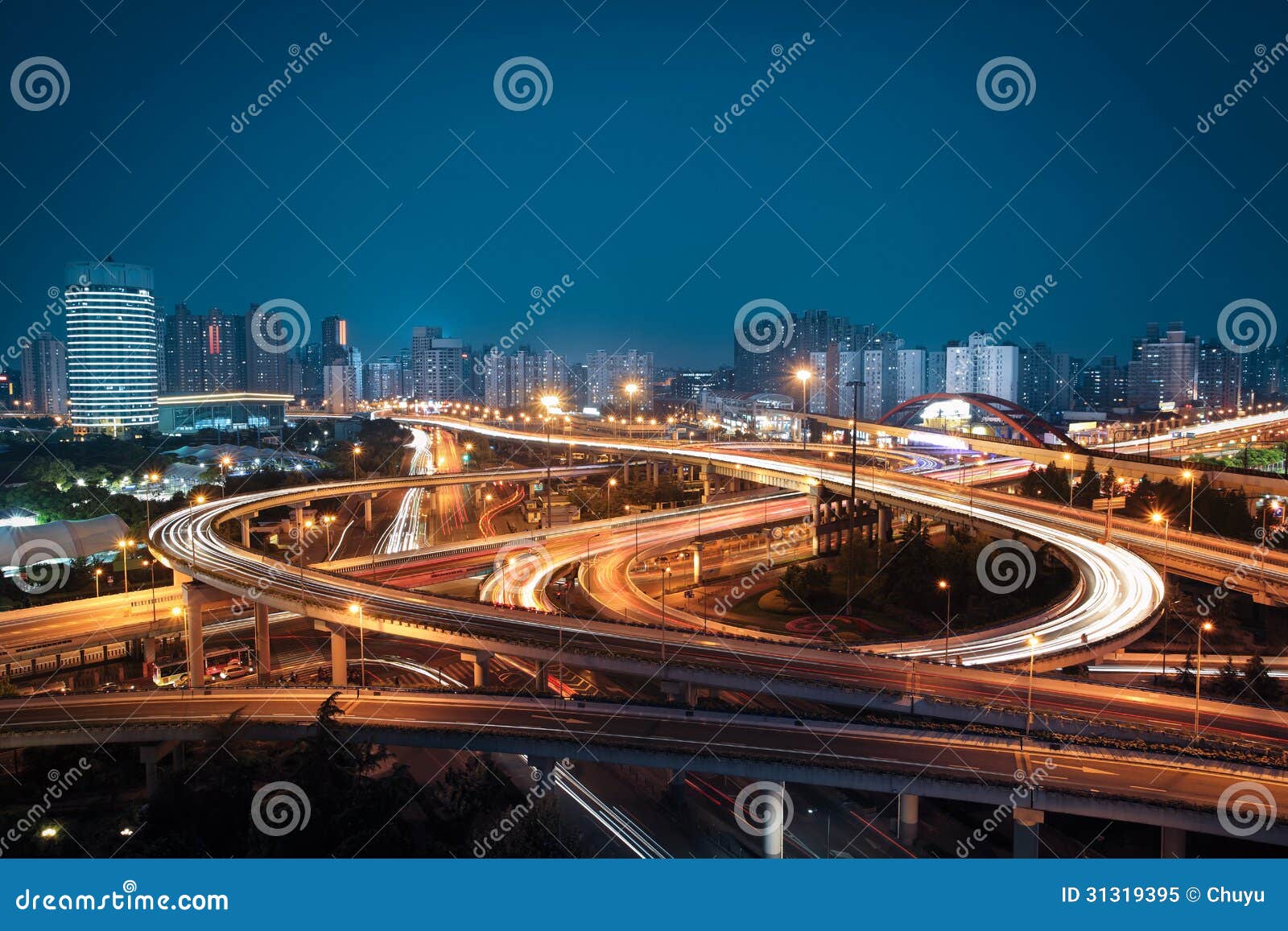 Beautiful Overpass in the Night Stock Image - Image of modern, chinese ...
