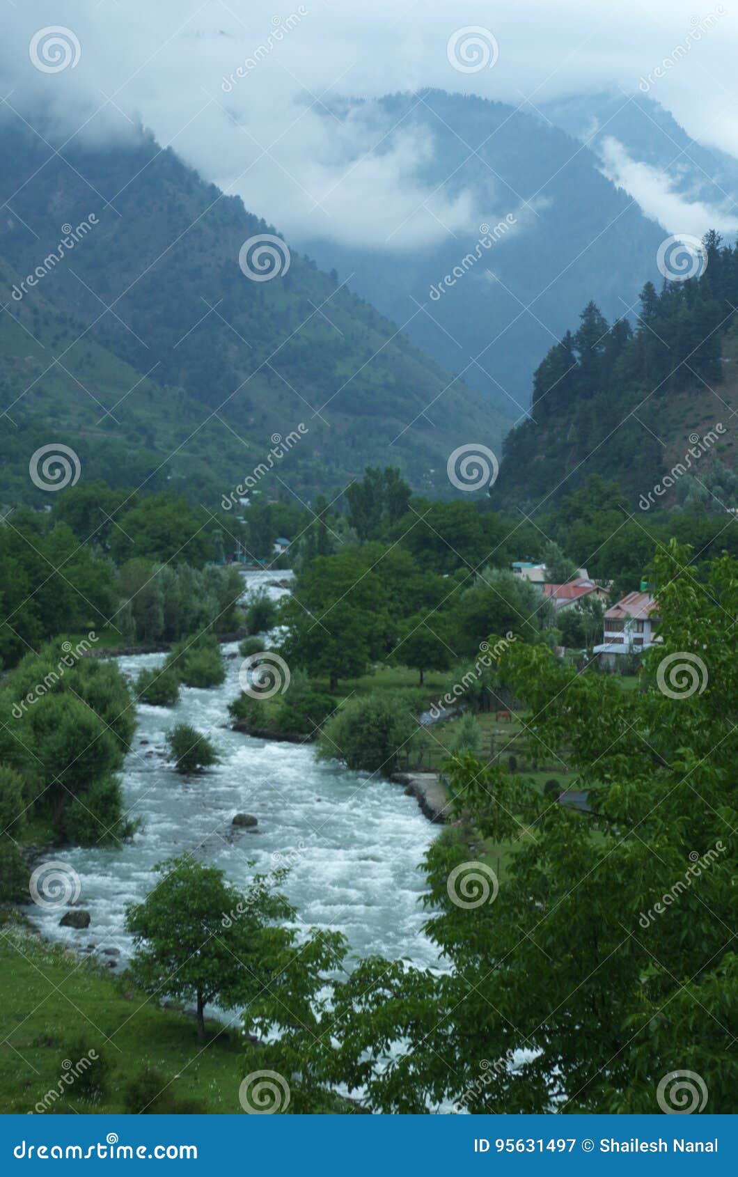 Beautiful Pahalgam Scene-4 stock image. Image of water - 95631497