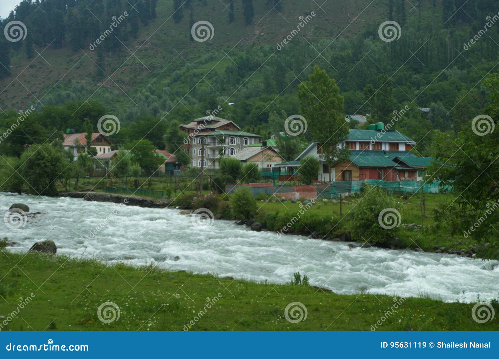 Beautiful Pahalgam Scene-1 stock image. Image of lake - 95631119