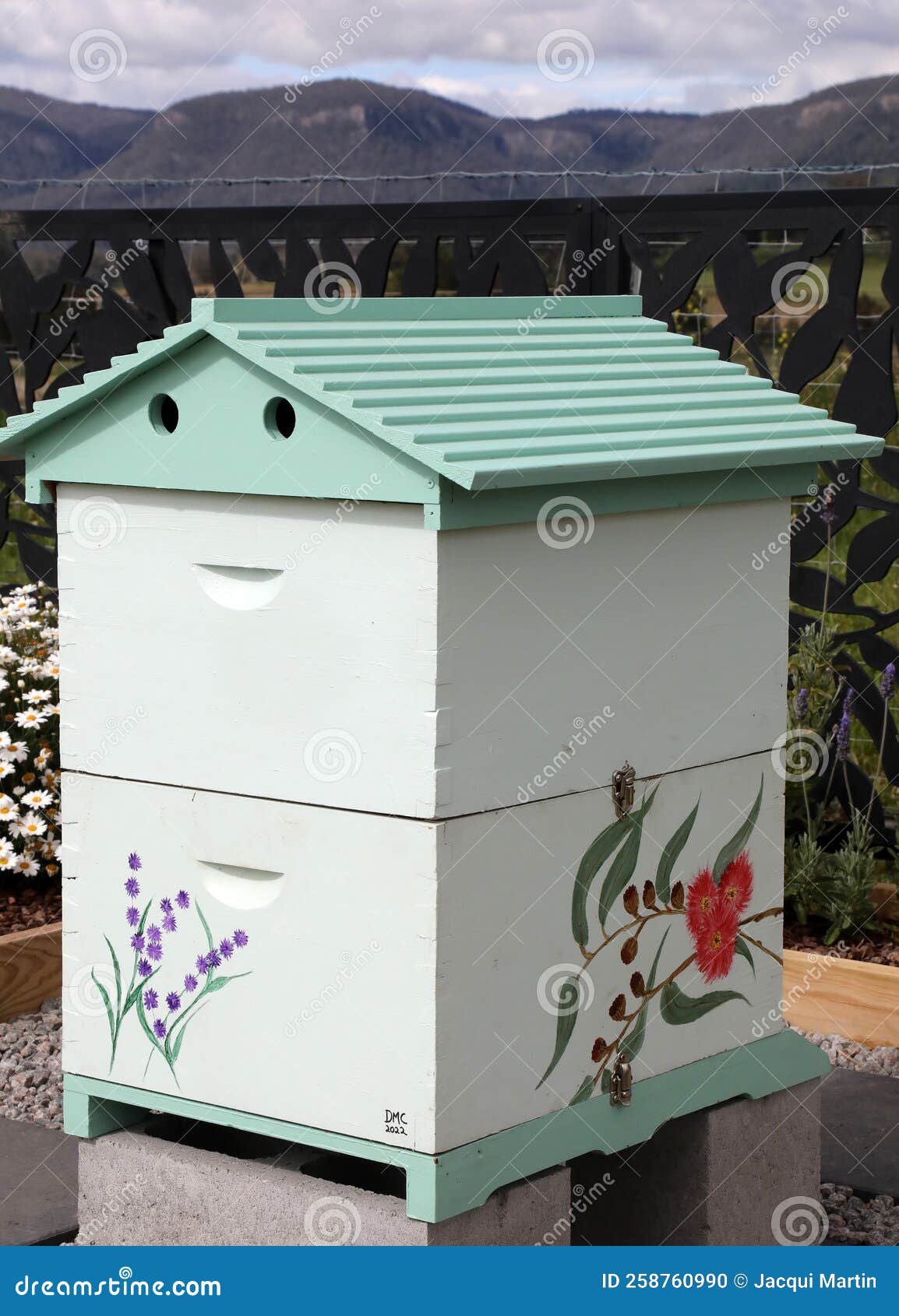 Beautiful Painted Bee Hives Stock Photo - Image of background ...