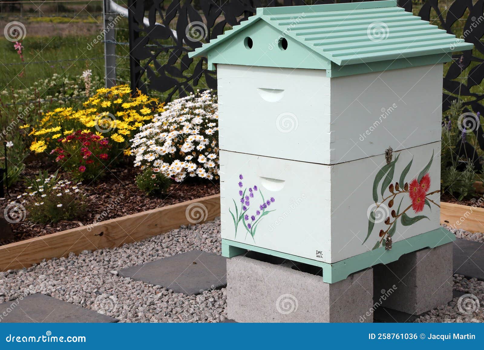 Beautiful Painted Bee Hives Stock Photo - Image of australia, bees ...