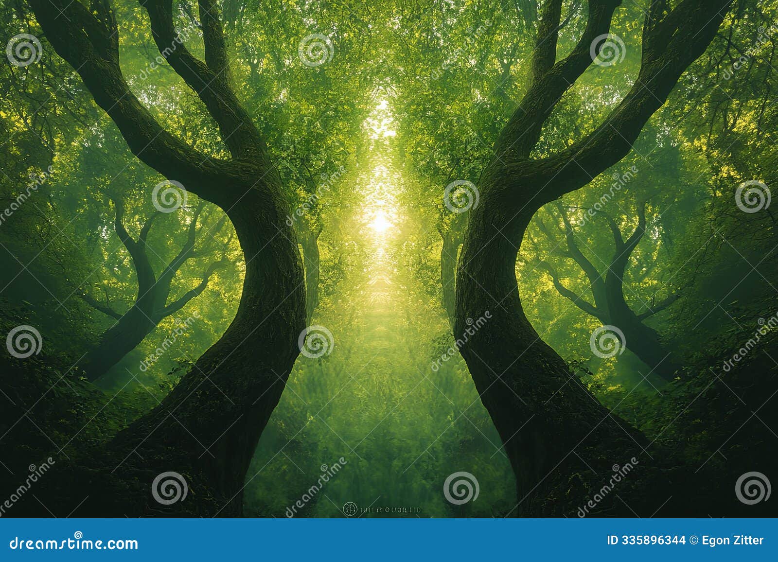 Into the Magical Forest with Beautiful Light Stock Illustration ...