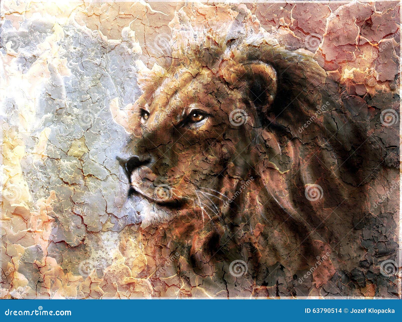 Beautiful Painting of a Lion Head with a Stock Photo - Image of golden ...