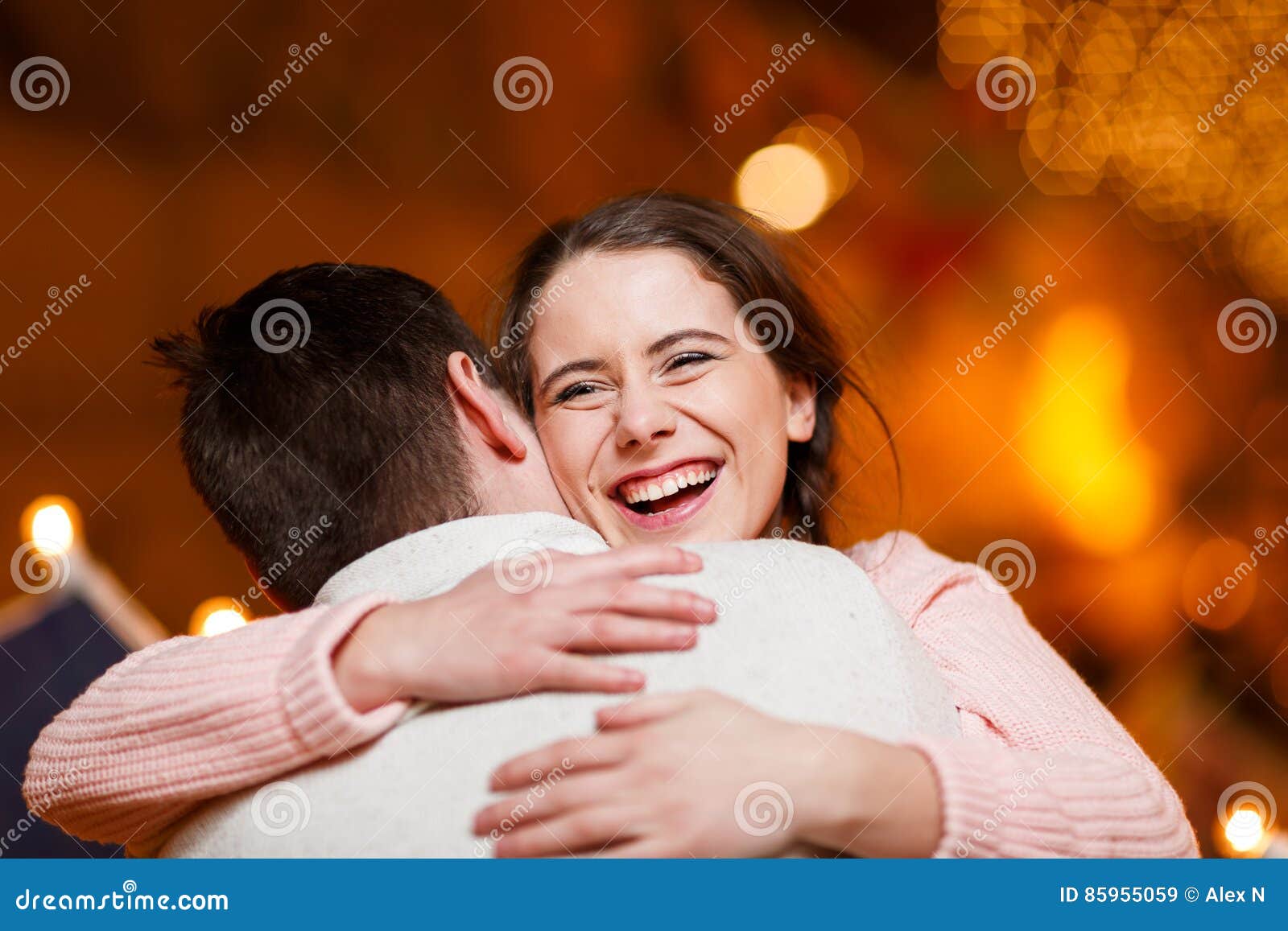 Beautiful Pair Embraces at Hall Stock Image - Image of married, model ...