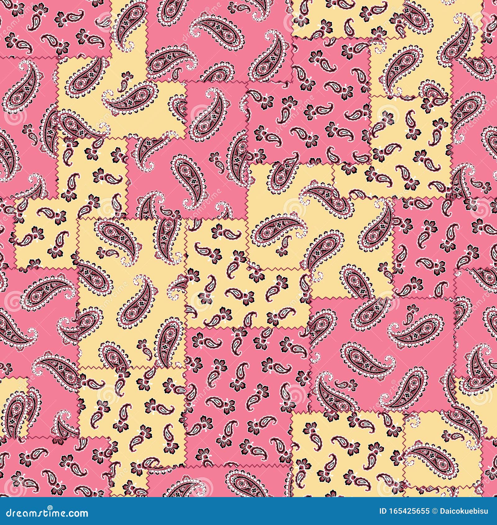 Beautiful Paisley Design Patchwork Pattern Material, Stock Vector ...