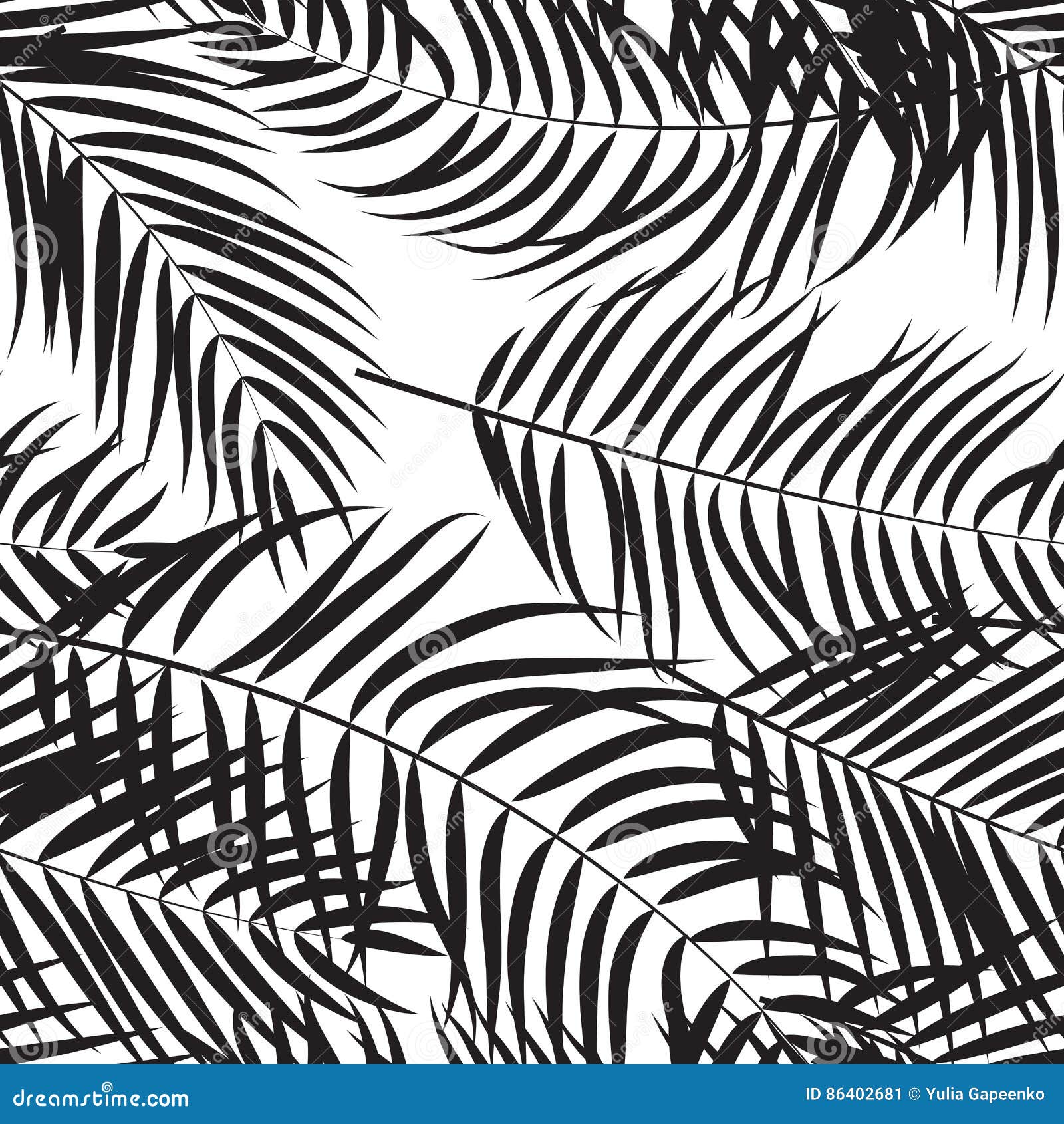 Beautiful Palm Tree Leaf Silhouette Seamless Pattern Background Stock ...