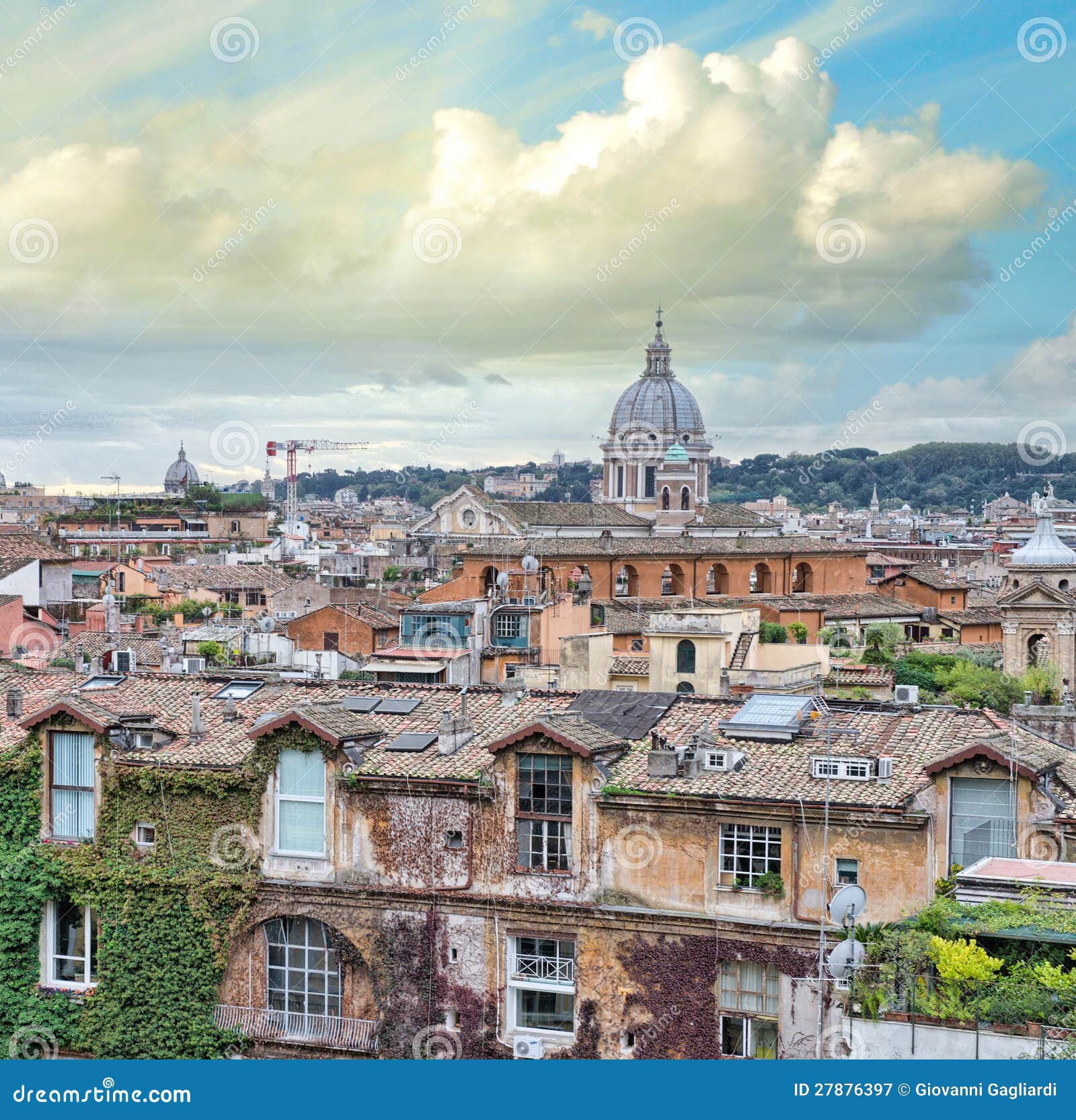 Beautiful Panorama of Rome Homes and Landmarks Stock Image - Image of ...
