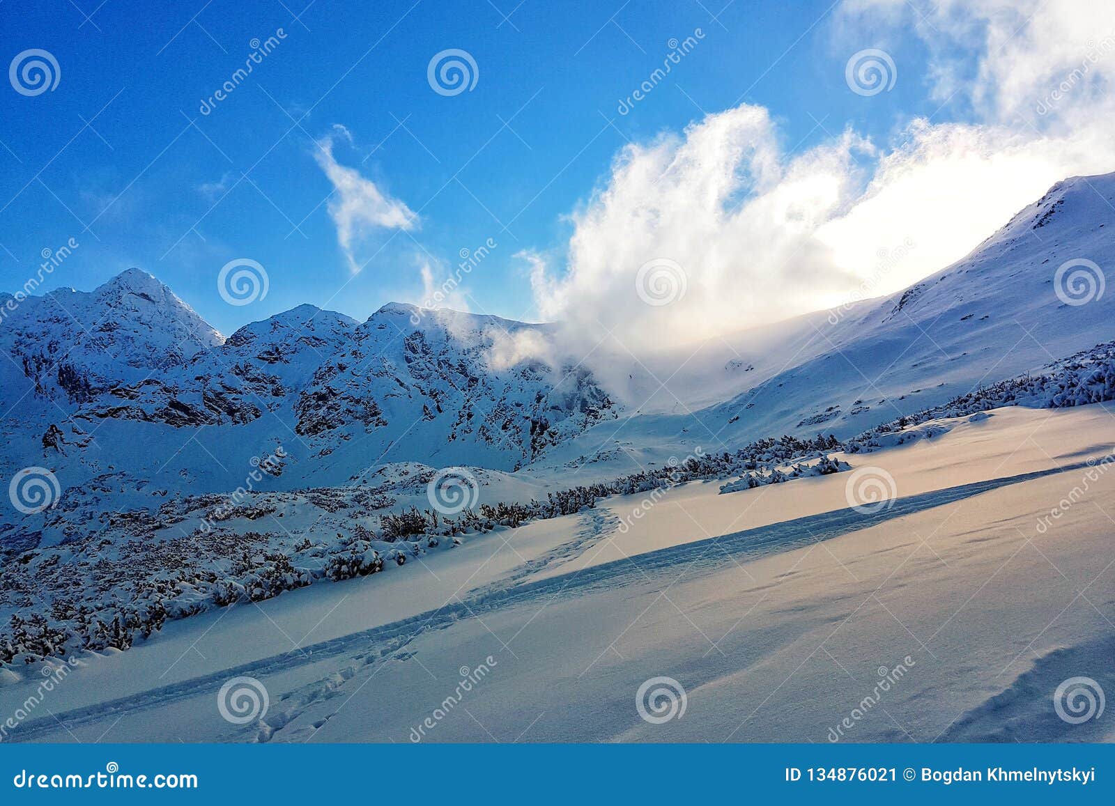 Beautiful Panorama of the Snow-covered Mountain Range Stock Image ...
