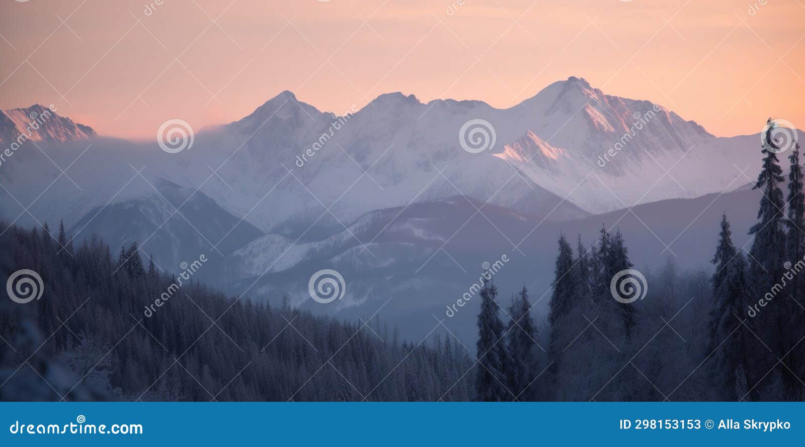Beautiful Panoramic Mountain View at Sunrise Stock Image - Image of ...