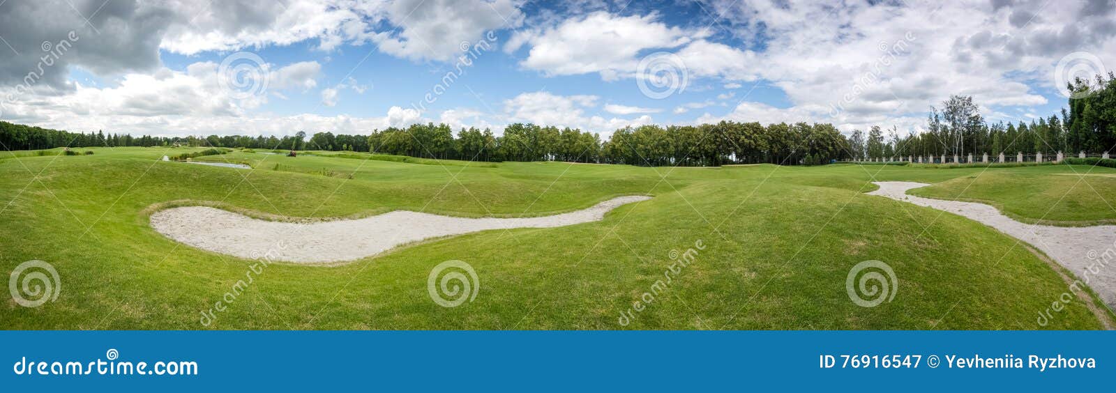 Beautiful Panoramic Shot of Golf Course at Sunny Day Stock Image ...
