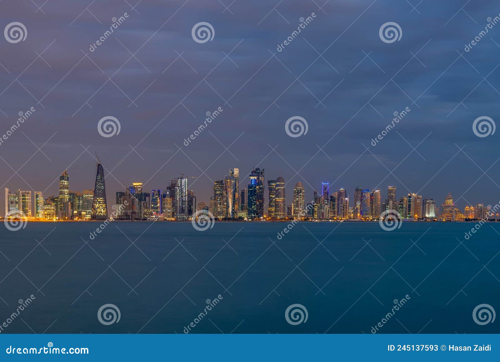 Doha Sky Line editorial stock photo. Image of cityscape - 245137593