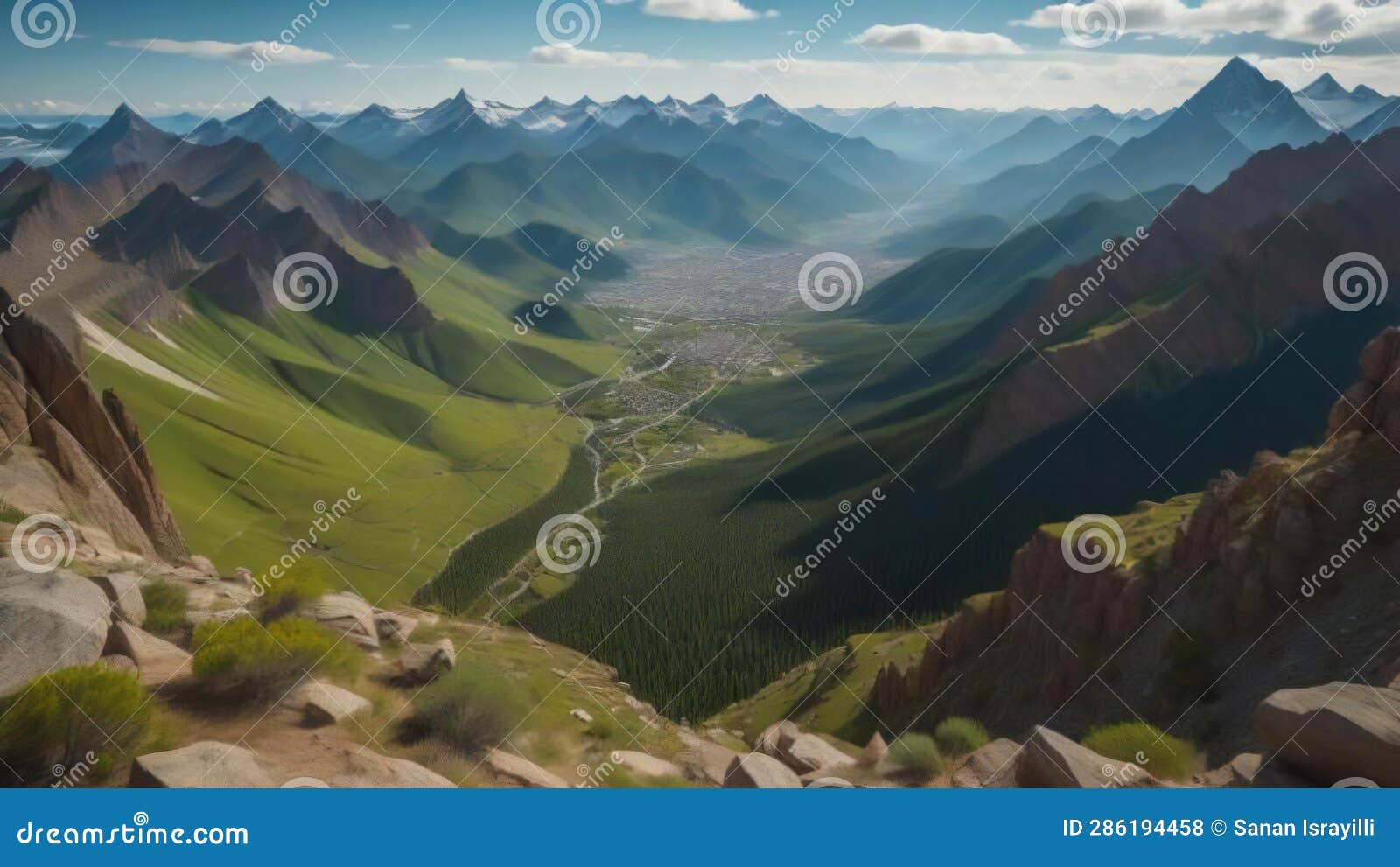 Beautiful Panoramic View of Mountains and Valley. Generative Ai Stock ...