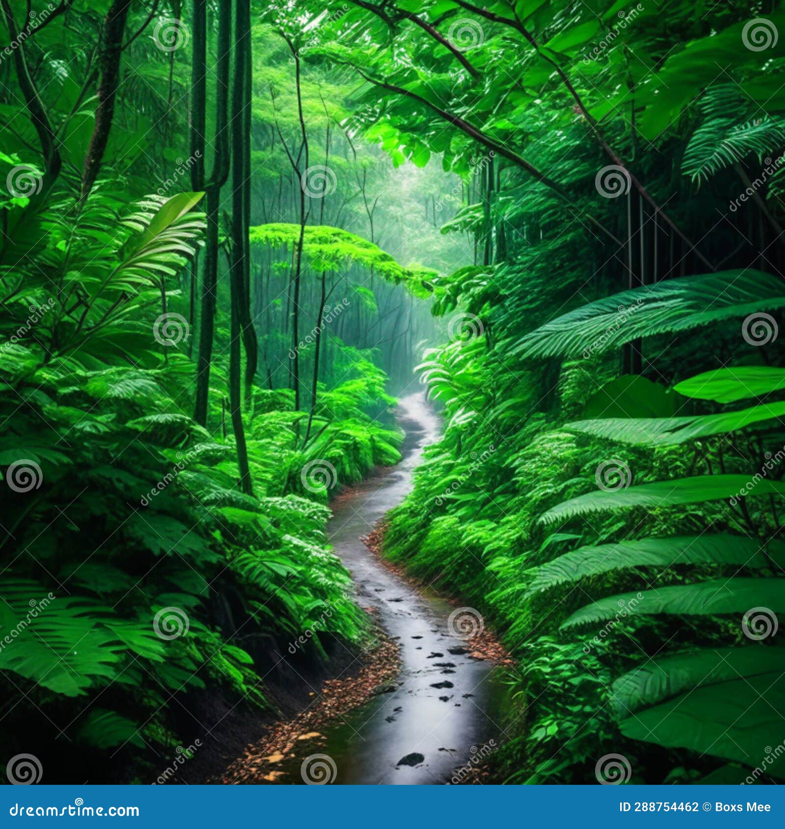Beautiful Panoramic View of a Stream in a Green Forest Generative AI ...