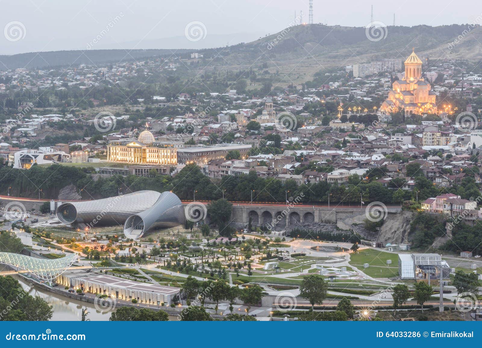 Beautiful Panoramic View of Tbilisi Editorial Photo - Image of dusk ...