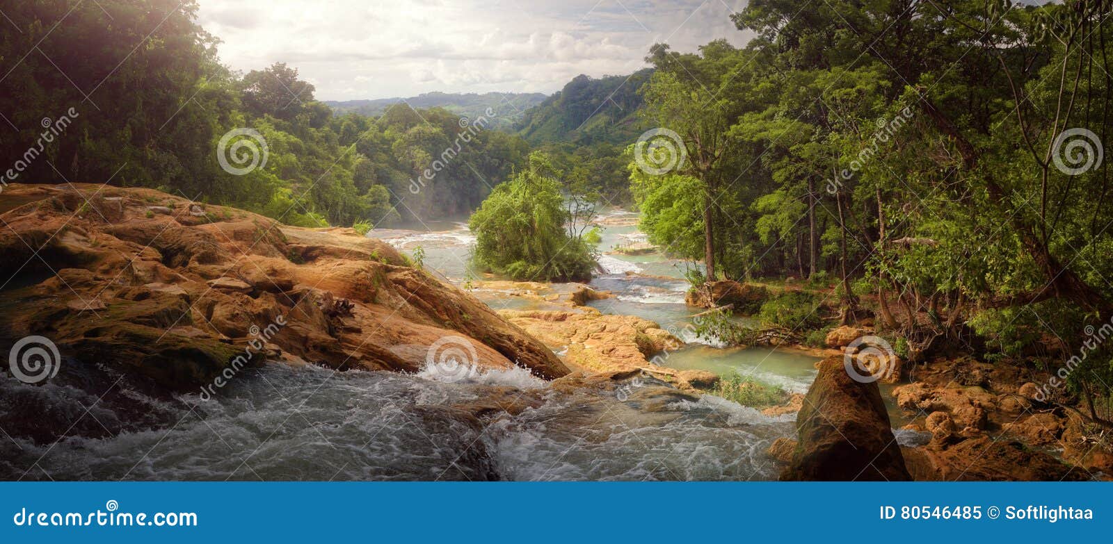 Beautiful Panoramic View of the Waterfalls Stock Image - Image of ...