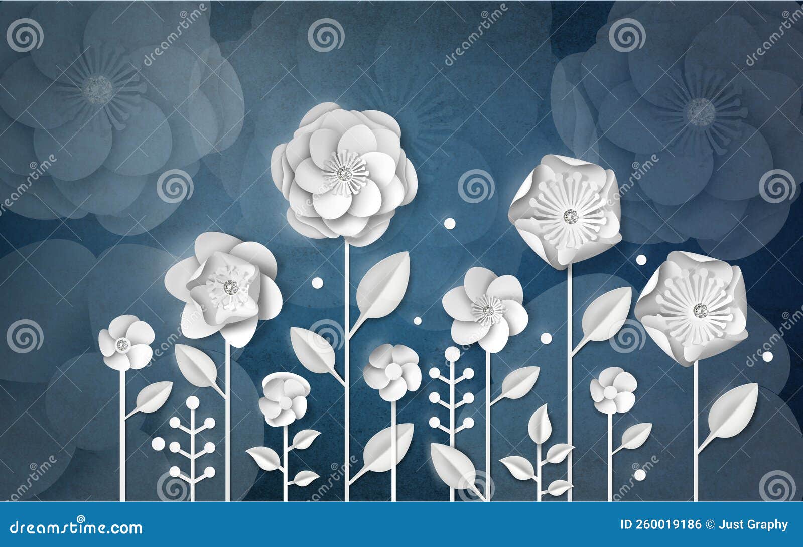 Beautiful Paper Flower Background Blue Wallpaper Stock Illustration ...