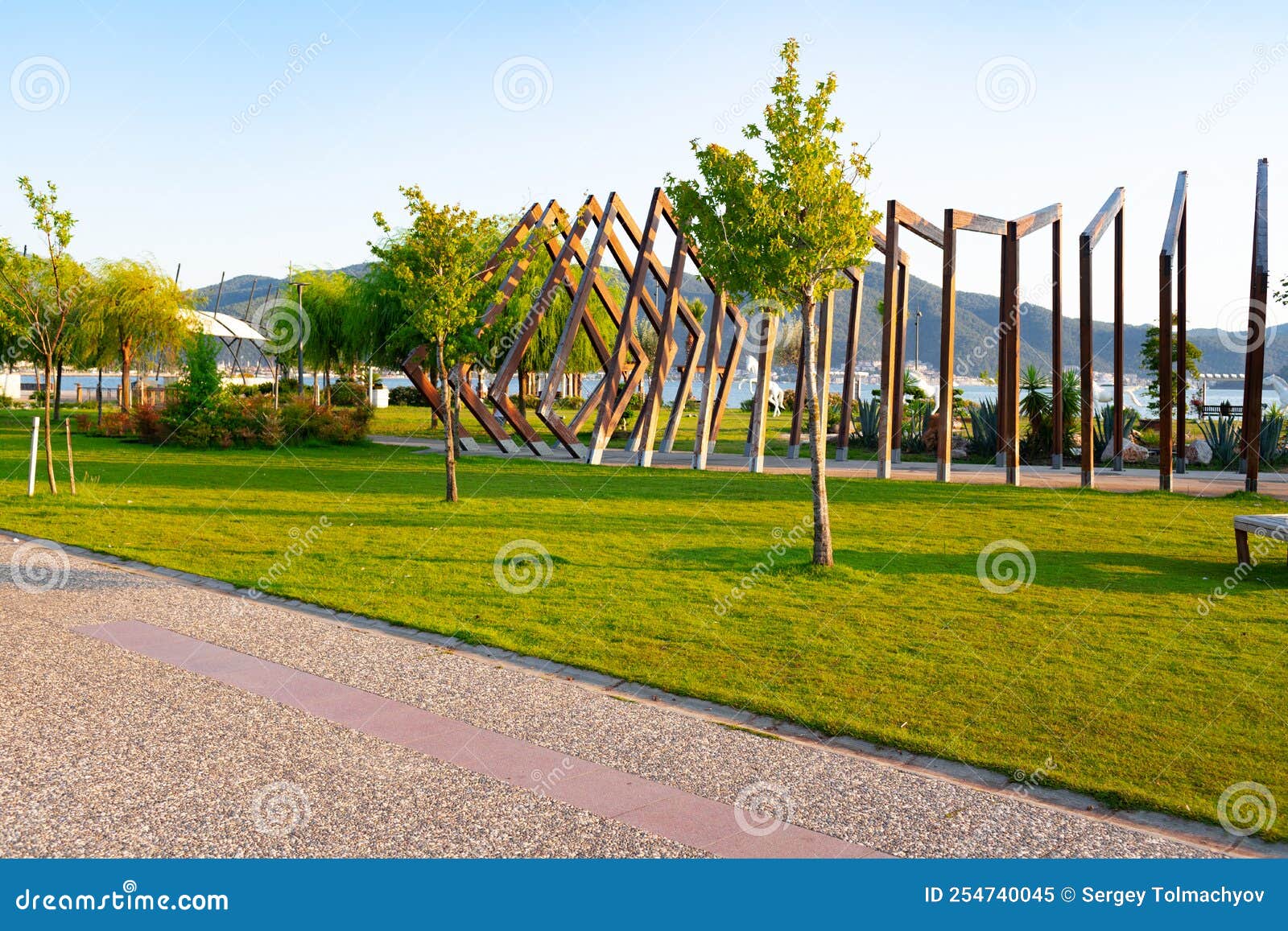 Beautiful Park with Fresh Green Grass and Trees for Background Stock ...