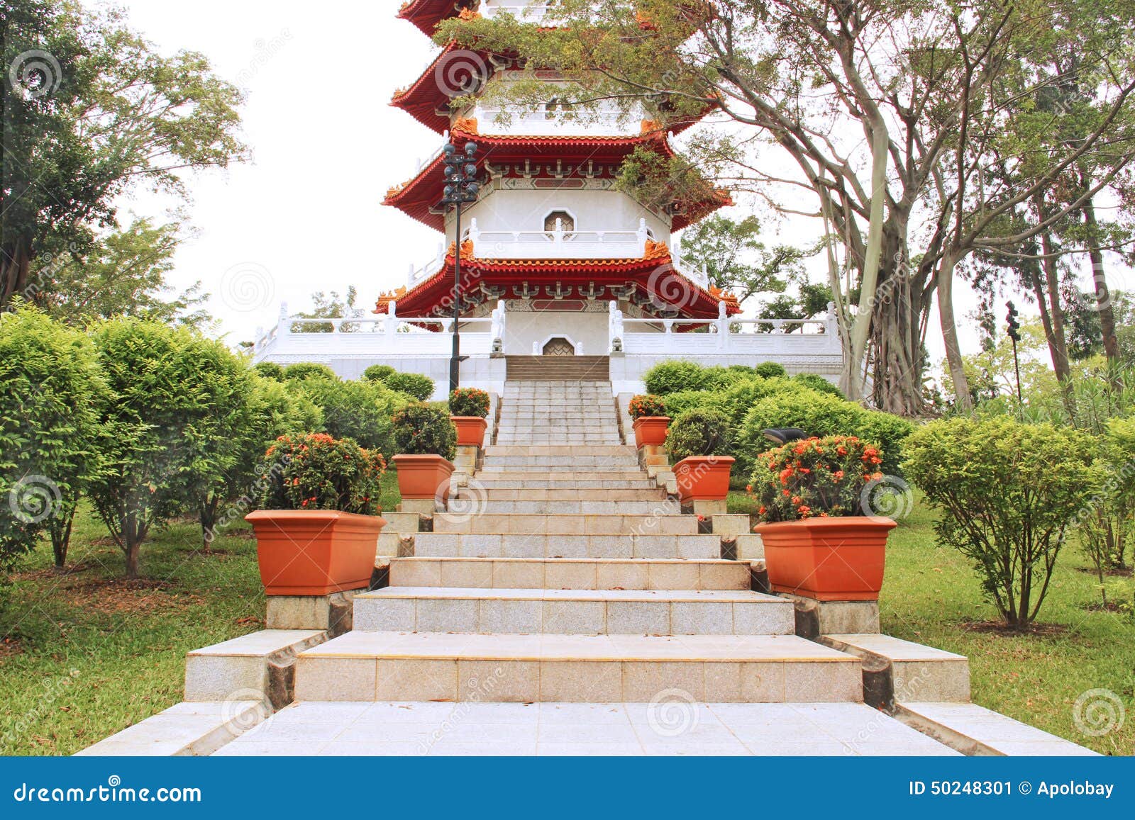 Beautiful Park with Traditional Chinese Architecture Stock Image ...