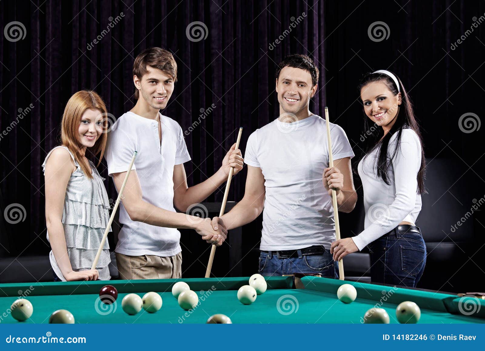 Beautiful Party of Billiards Stock Photo - Image of playful, green ...