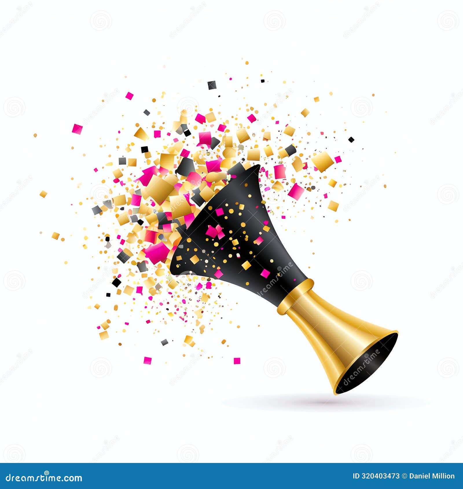 Beautiful Party Horn and Confetti Burst Watercolor for Celebration, New ...