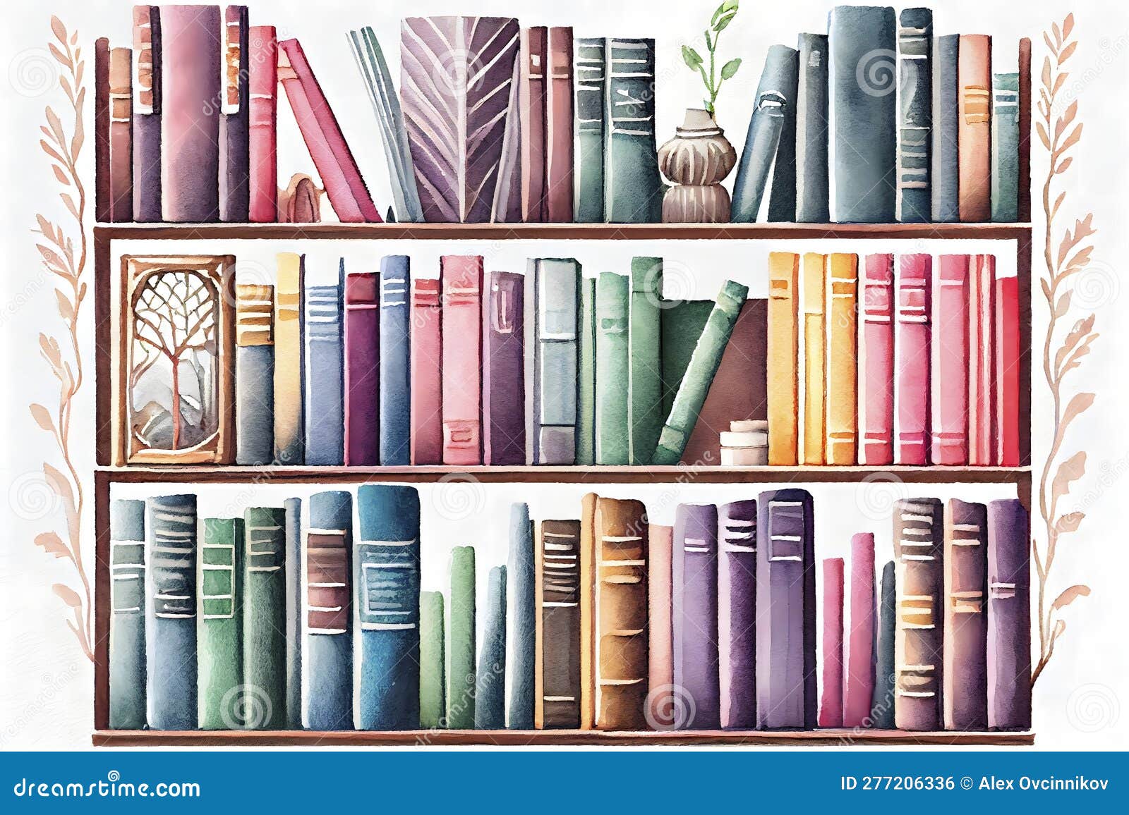 Beautiful Pastel Book Library on White Background for Invitations and ...