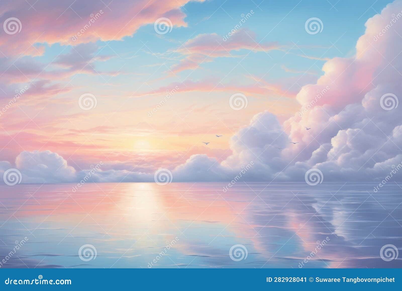 Beautiful Pastel Tone Color Sky Reflection on Water with Sunlight Stock ...