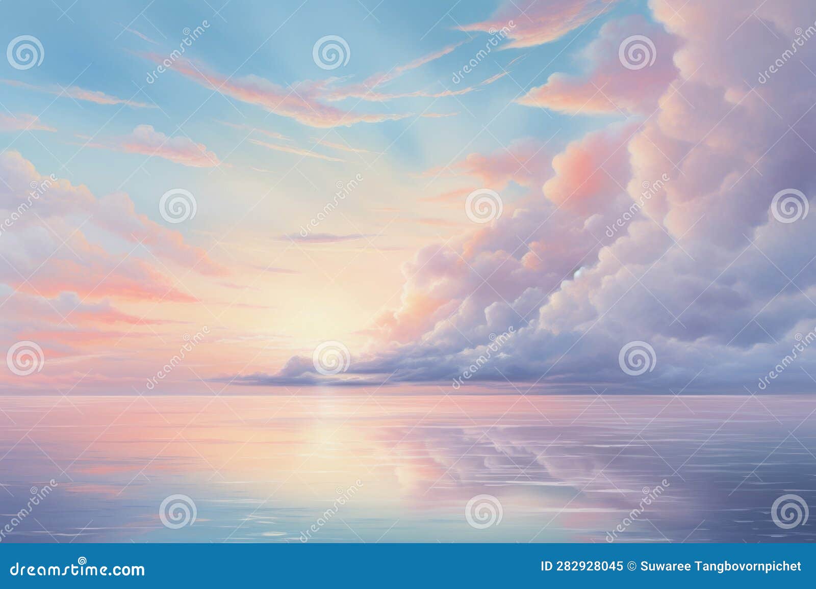 Beautiful Pastel Tone Color Sky Reflection on Water with Sunlight Stock ...
