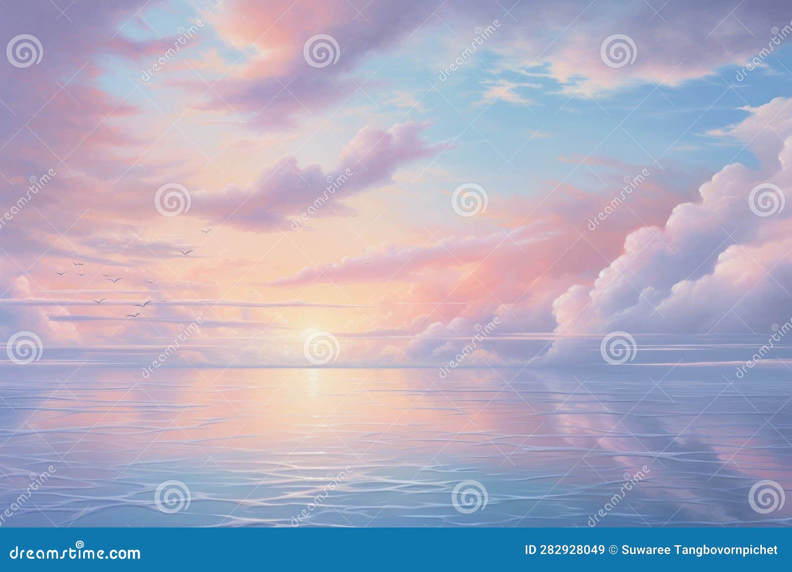 Beautiful Pastel Tone Color Sky Reflection on Water with Sunlight Stock ...