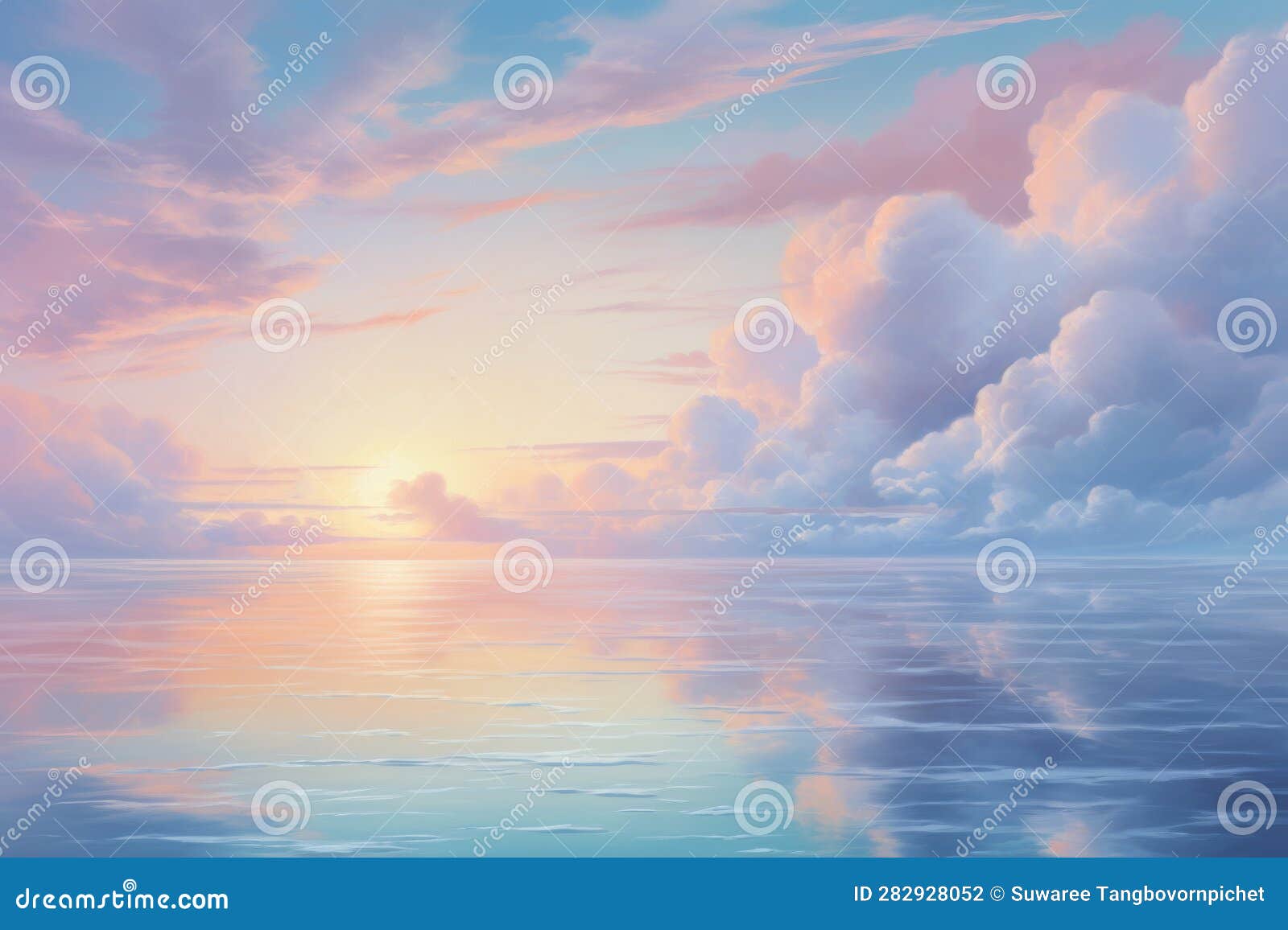 Beautiful Pastel Tone Color Sky Reflection on Water with Sunlight Stock ...