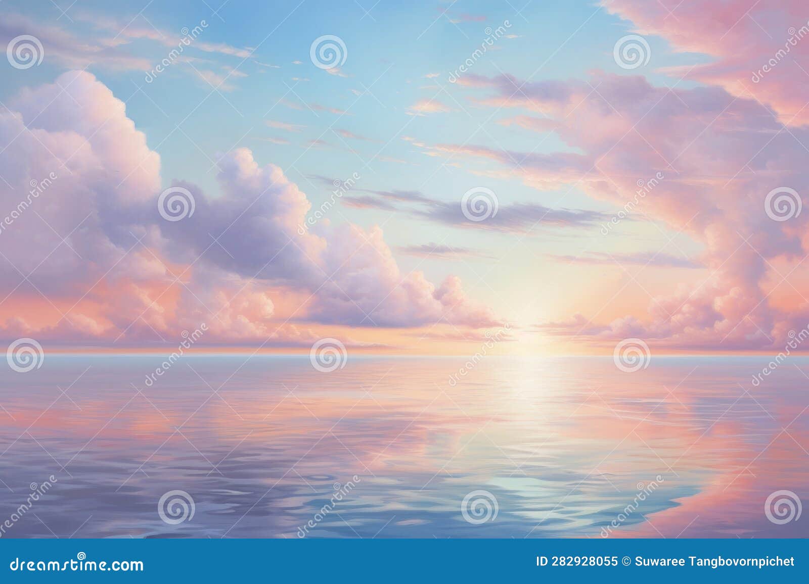 Beautiful Pastel Tone Color Sky Reflection on Water with Sunlight Stock ...