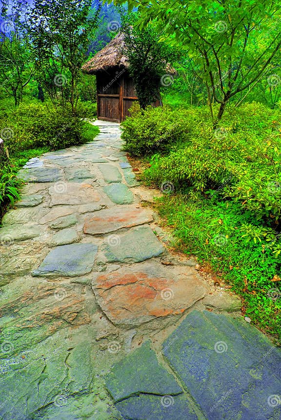 Beautiful Path stock photo. Image of cabin, stone, bright - 4489496