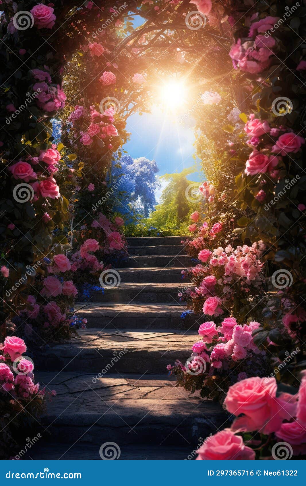 Pathway in the Centre Roses Floating As a Frame Around the Image ...