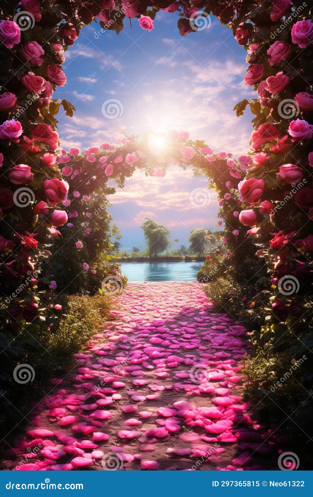 Pathway in the Centre Roses Floating As a Frame Around the Image ...