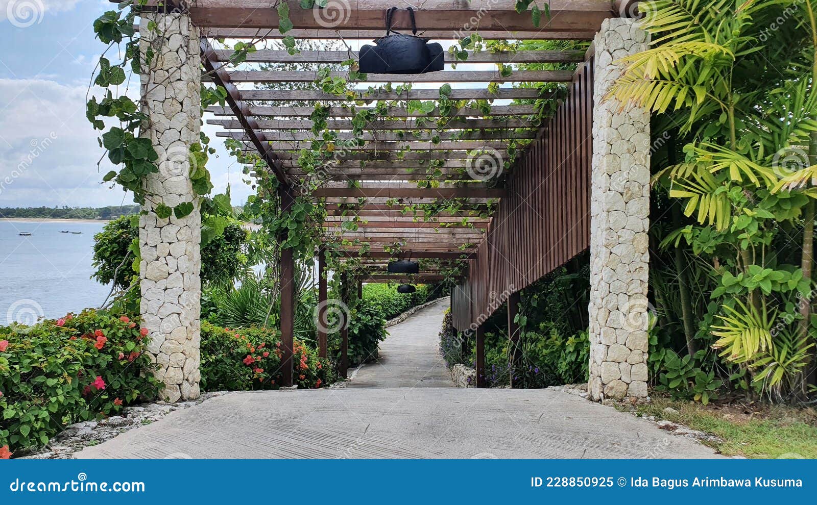 Beautiful Pathway with Pergola Stock Image - Image of beautiful ...