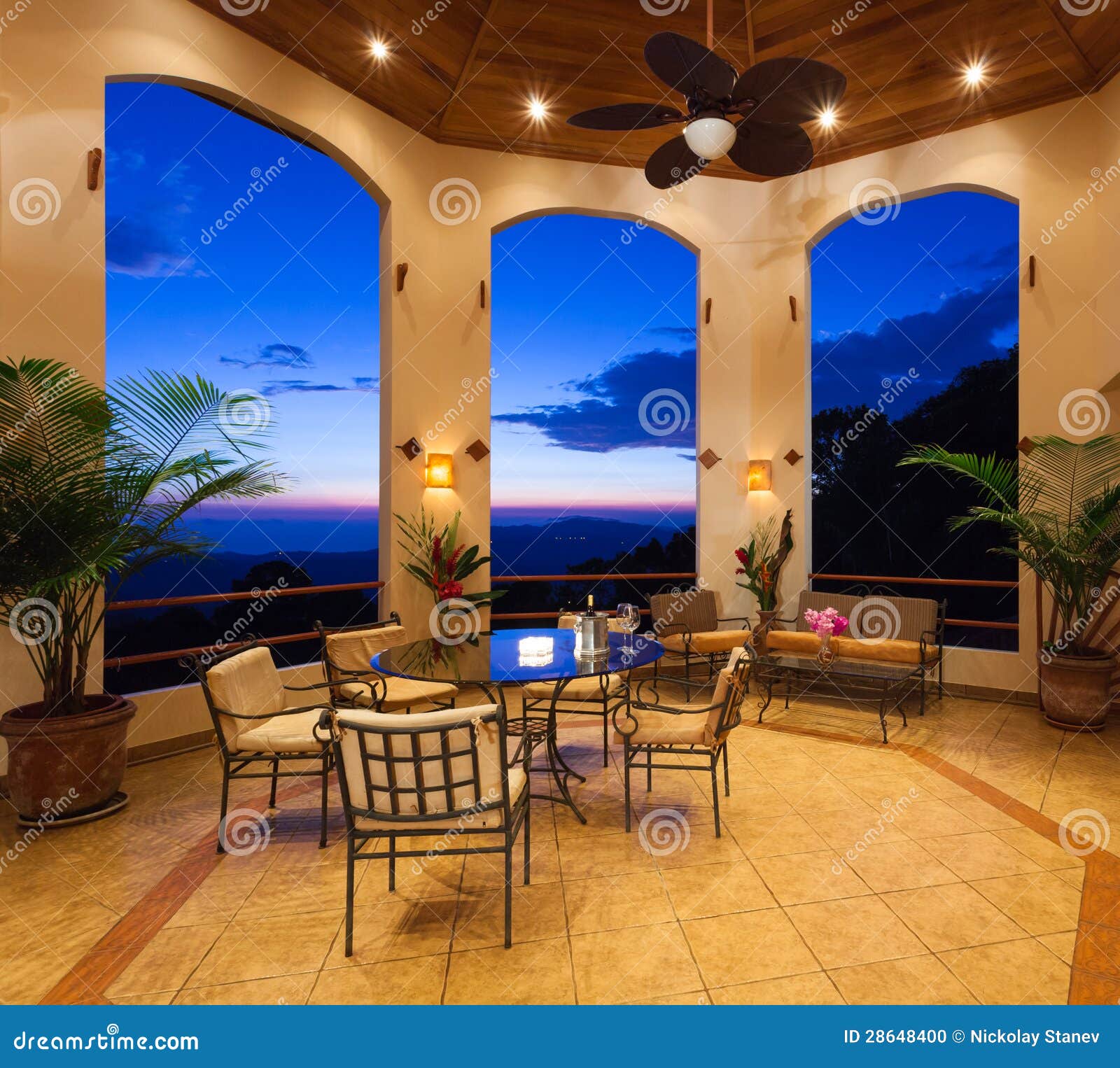 Beautiful Patio at Sunset stock photo. Image of balcony - 28648400