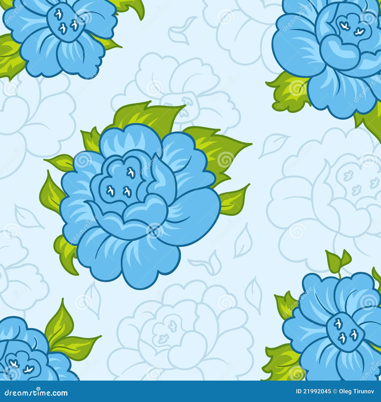 Beautiful Pattern with Blue Flowers Stock Vector - Illustration of ...