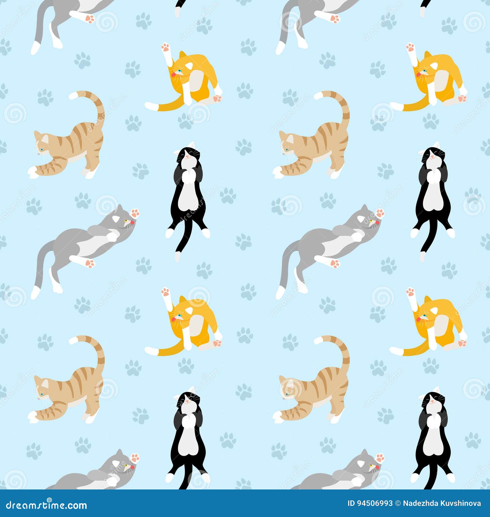 Beautiful Pattern with Different Breeds of Cats. Stock Vector ...