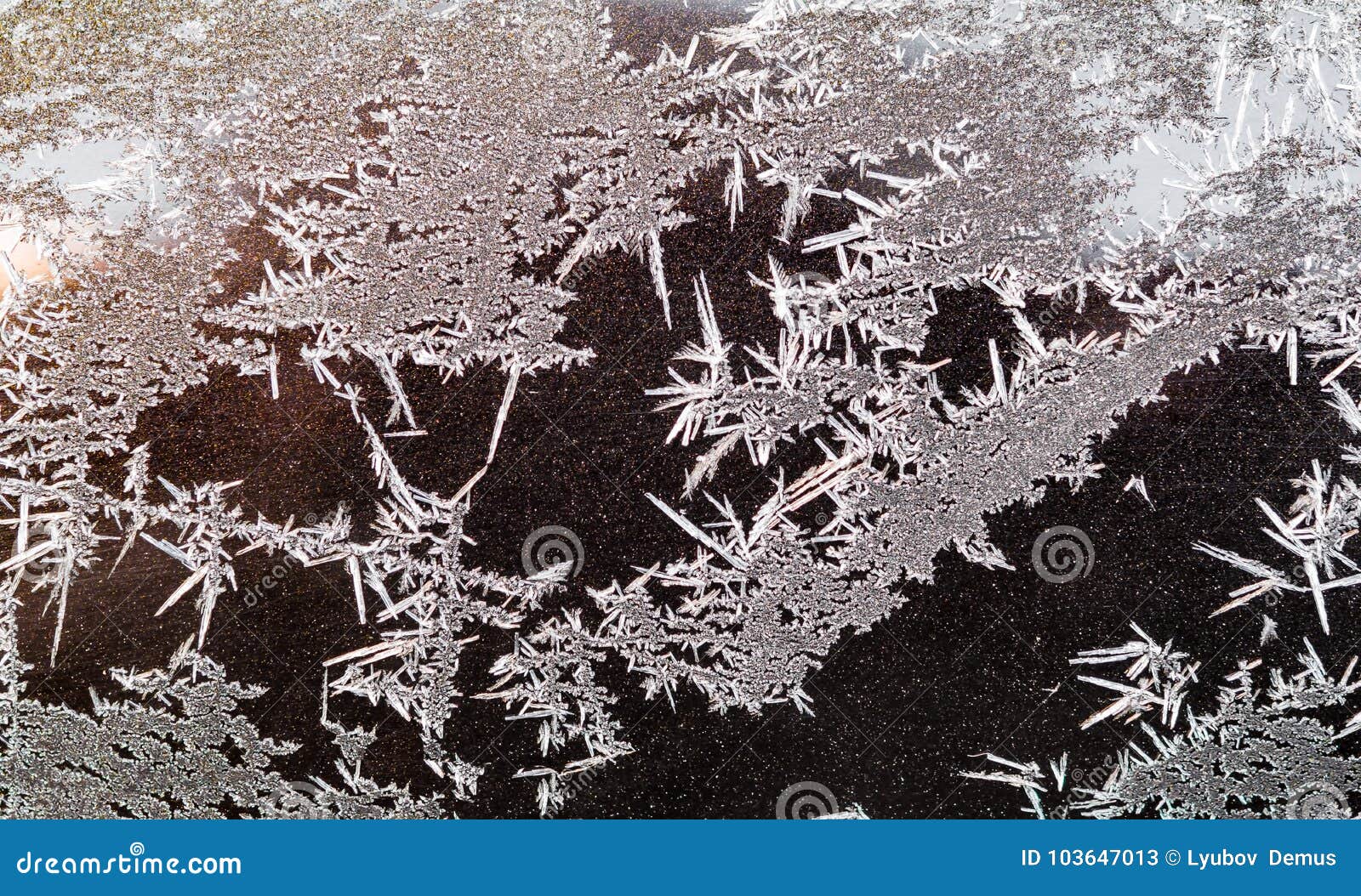 A Beautiful Pattern of Frost on the Black Metal in the Winter, Shooting ...
