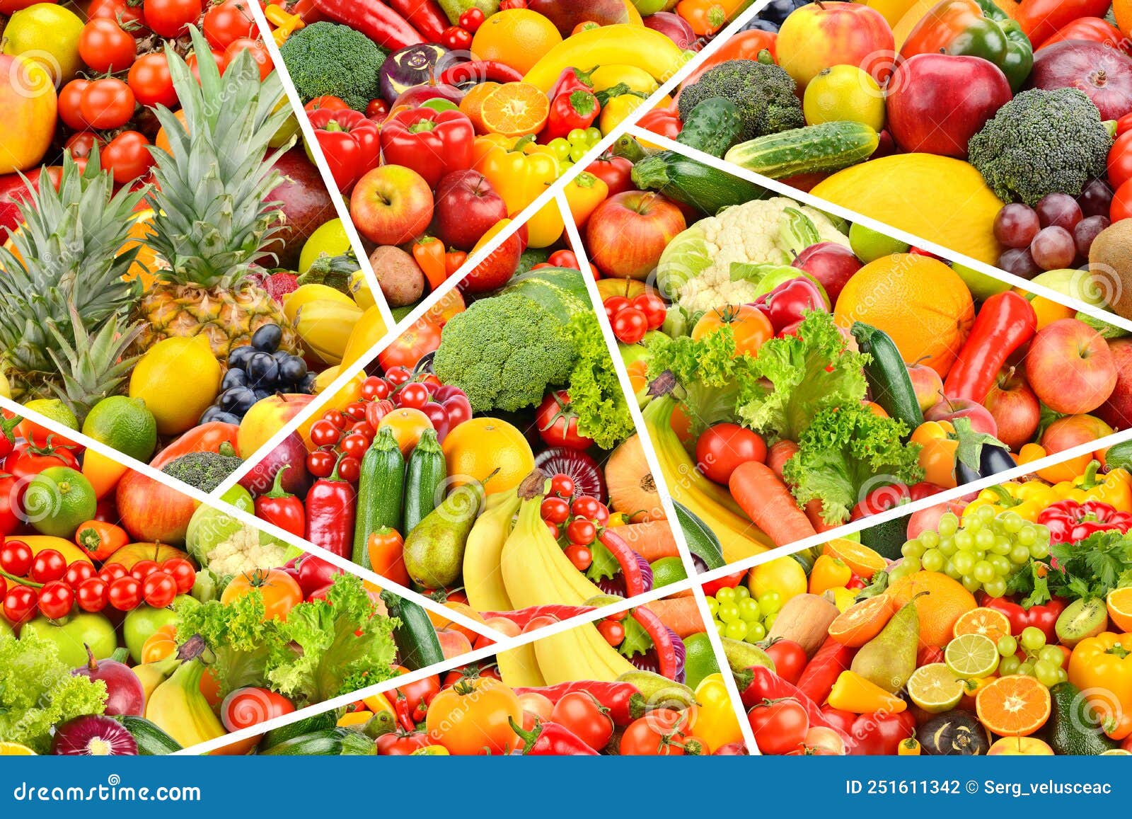 Beautiful Pattern Multi-colored Fruits, Vegetables and Berries ...