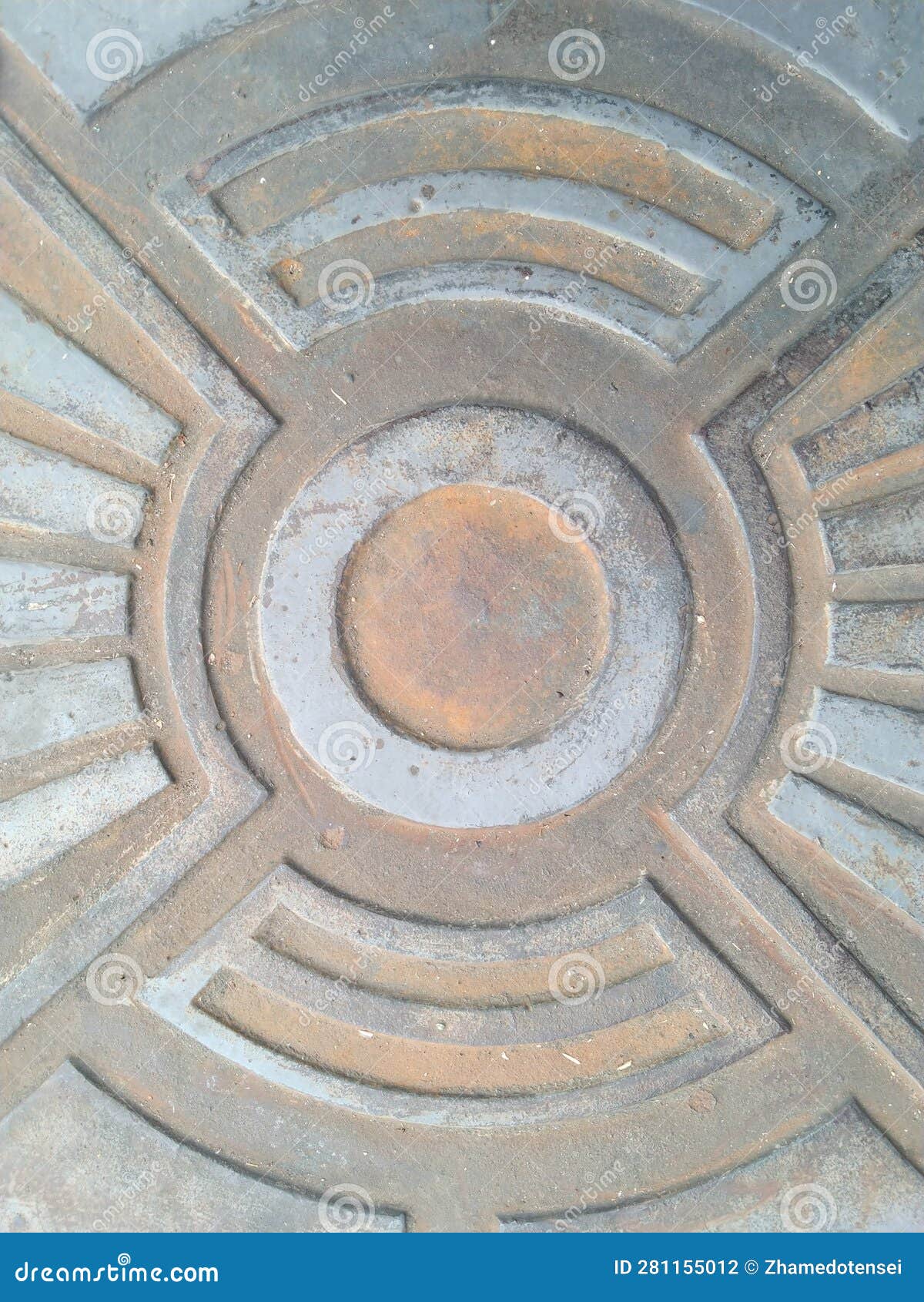 Beautiful Pattern on the Iron Plate of the Sewer Stock Photo - Image of ...