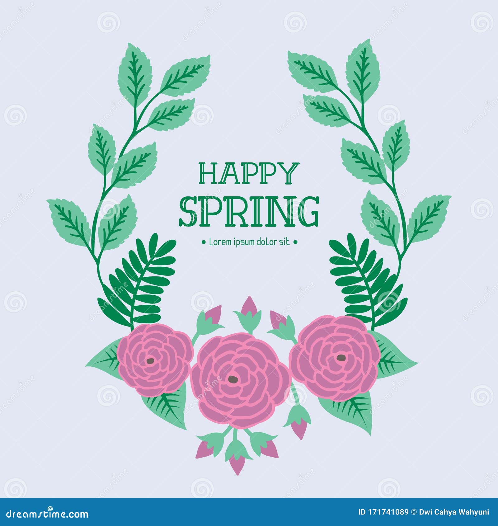 Beautiful Pattern of Leaf and Pink Flower Frame, for Happy Spring ...