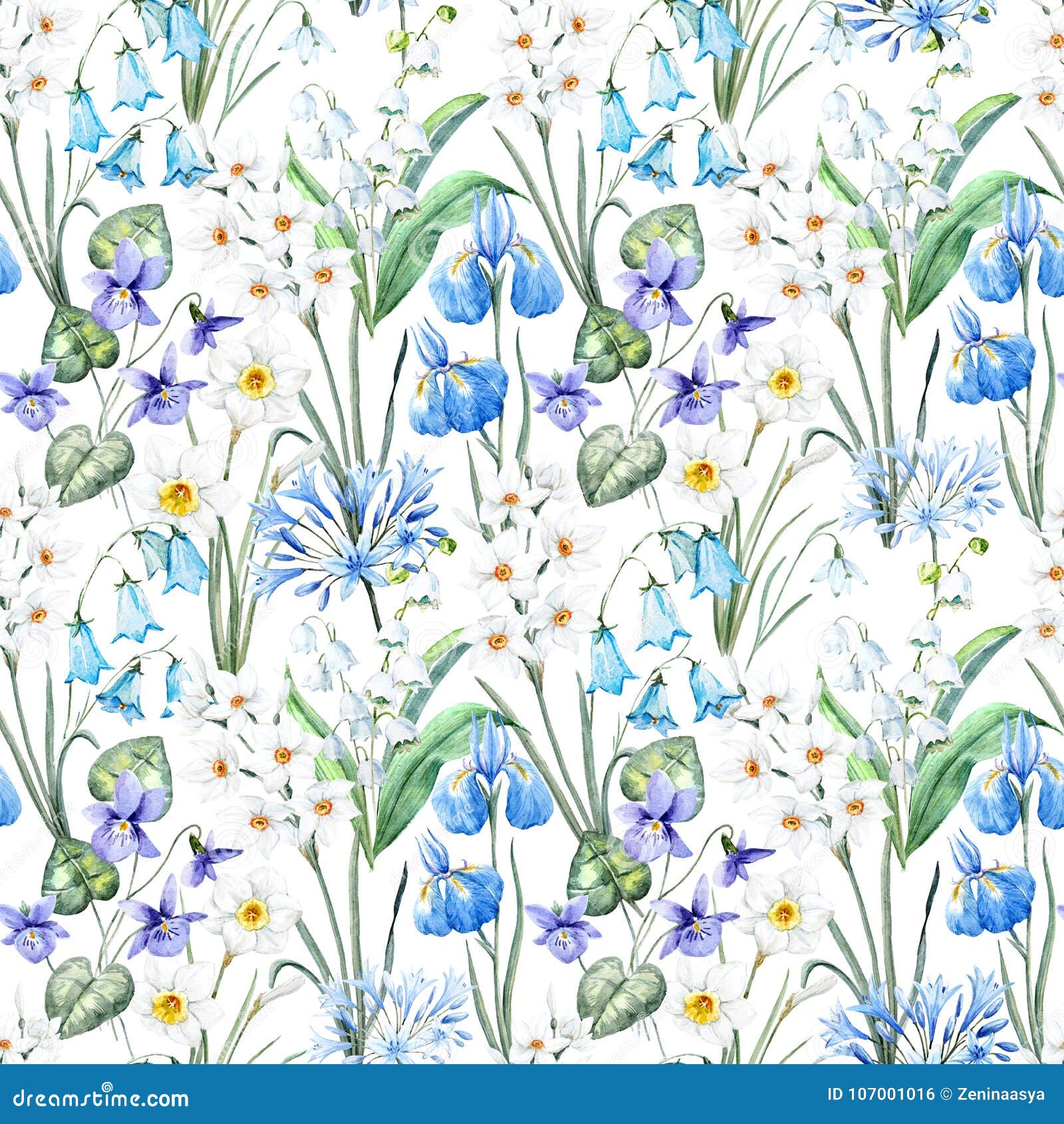 Watercolor Spring Floral Pattern Stock Illustration - Illustration of ...
