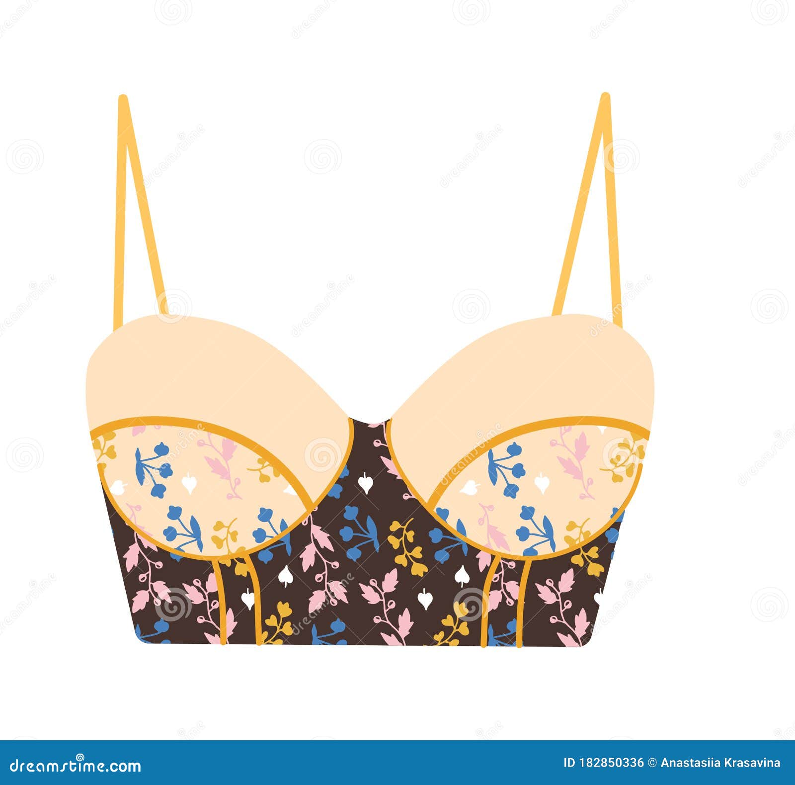 Beautiful Patterned and Lace Bra. it is Colored with Hand Drawn Pattern ...