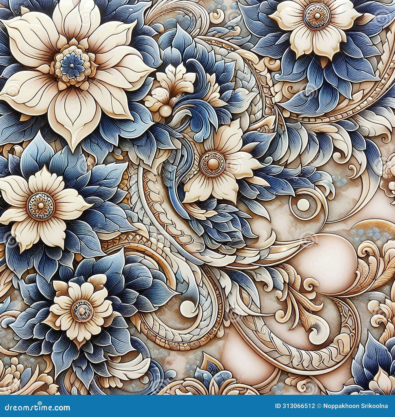 The Beautiful Patterns on the Tiles Include Floral Designs, Phaya Na ...