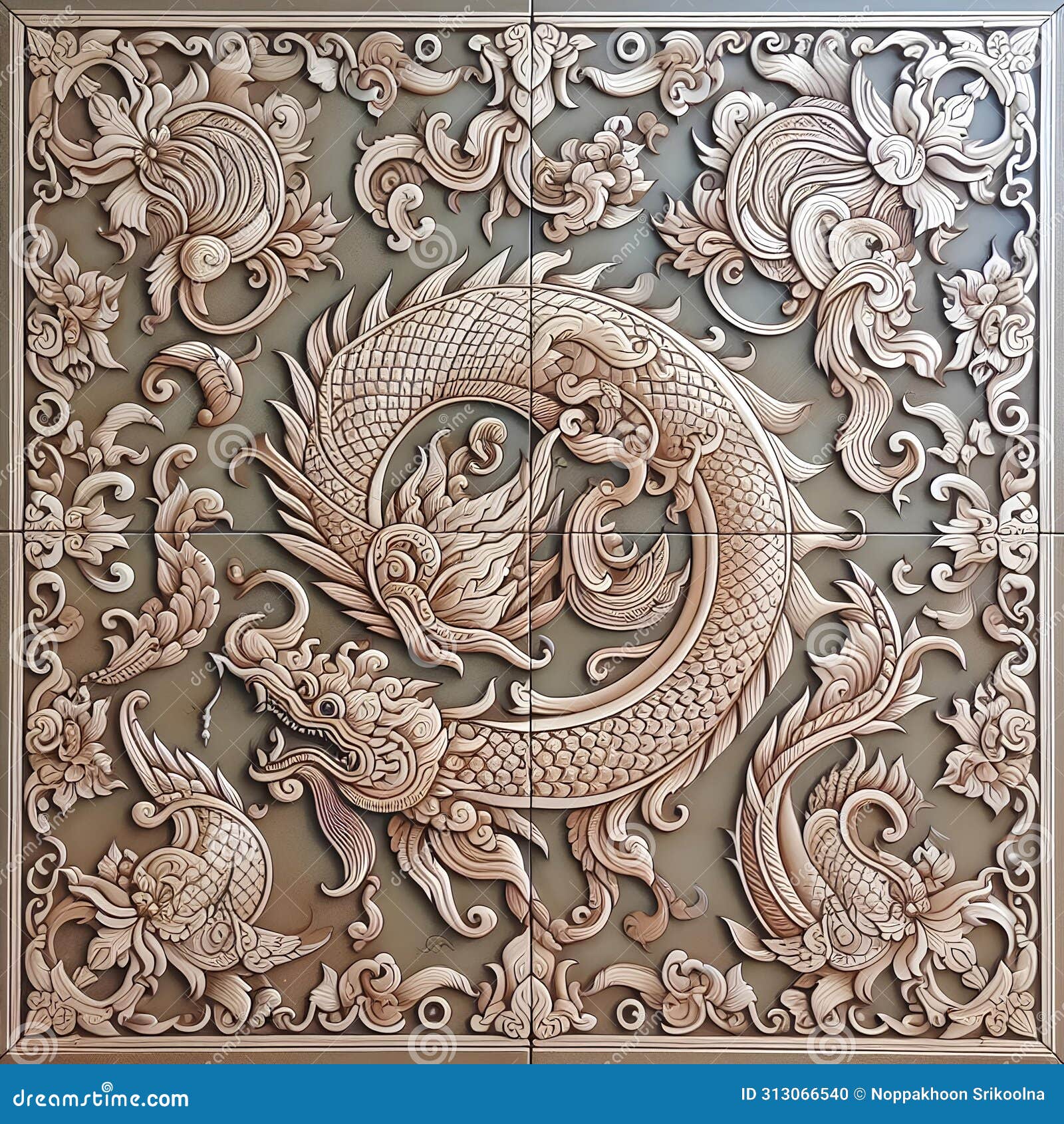 The Beautiful Patterns on the Tiles Include Floral Designs, Phaya Na ...