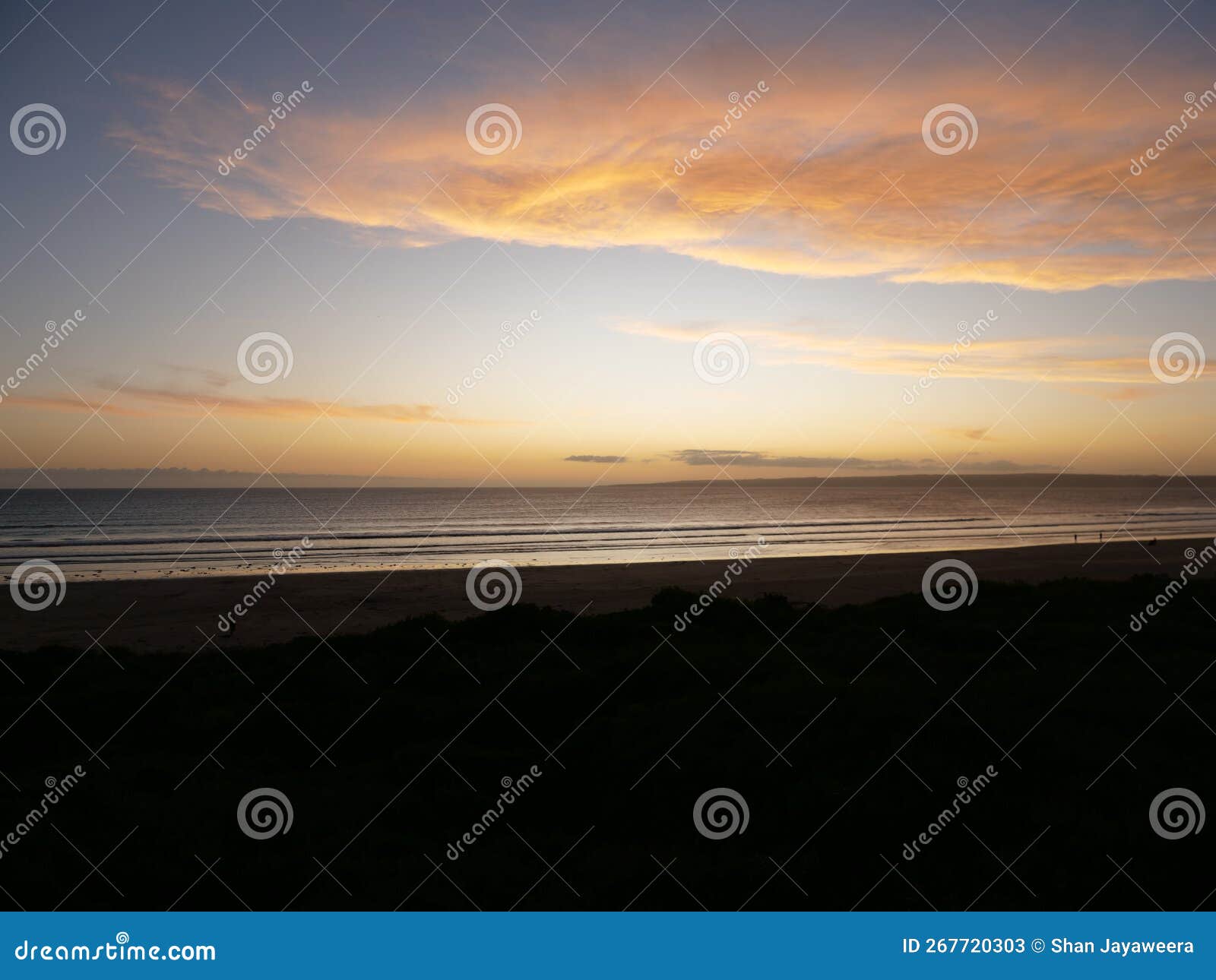 Beautiful Peach Sunset with Clouds Over the Ocean Stock Image - Image of shot, puffy: 267720303