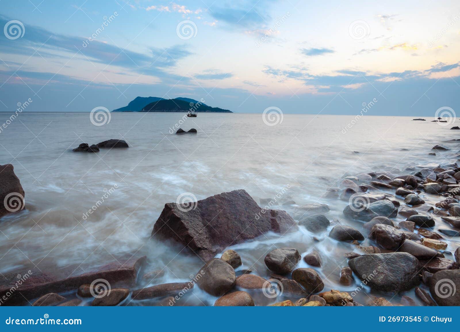 Beautiful Pebble Beach at Dusk Stock Image - Image of shore, coastal ...