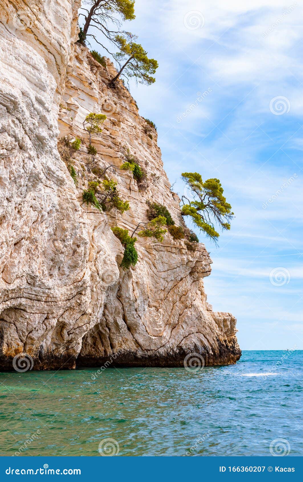 Beautiful Pebble Beach Surrounded by High Massive White Limestone Rocky ...