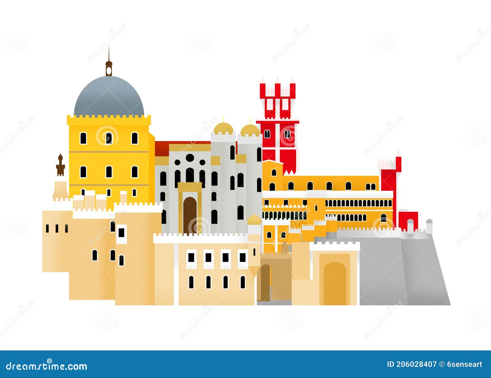 The Pena Palace. Palacio Nacional Da Pena. Vector Illustration ...