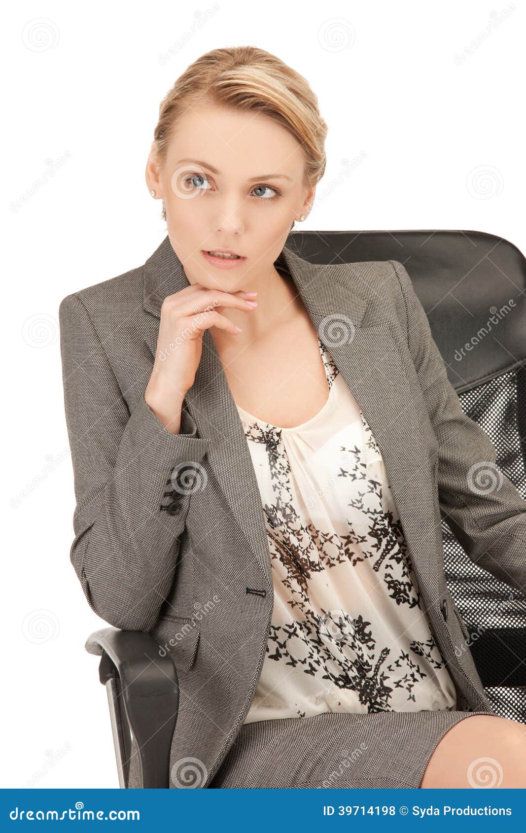 Beautiful pensive woman stock photo. Image of isolated - 39714198